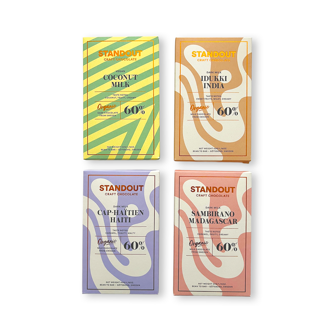 Standout Chocolate degustační sada čokolád DARK MILK ŠEDESÁTKY BIO 200 ...